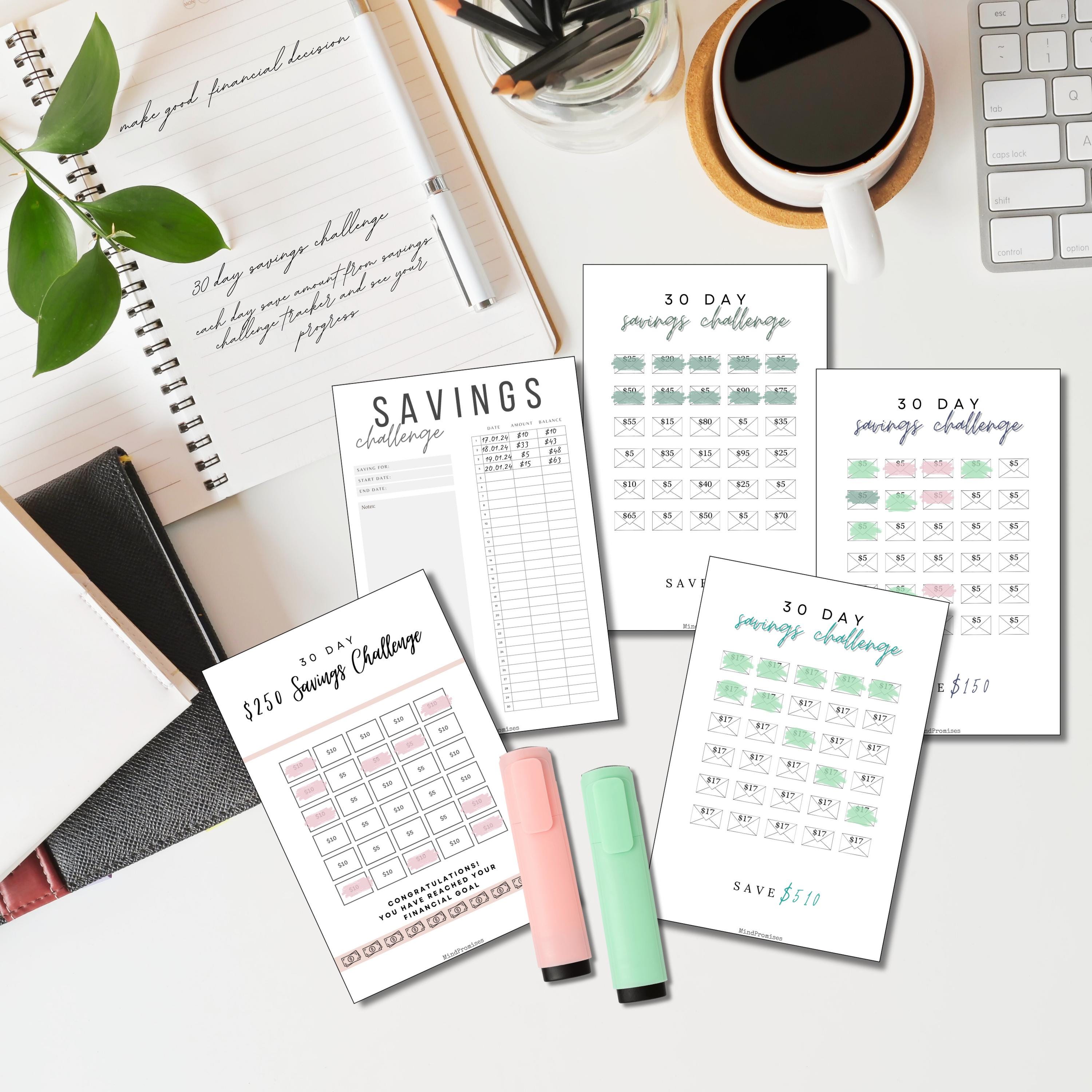30 Day Savings Challenge Printable, Personal Finance, A6 Savings ...