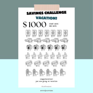 Travel Savings Challenge Printable Vacation Savings Challenge Cash ...