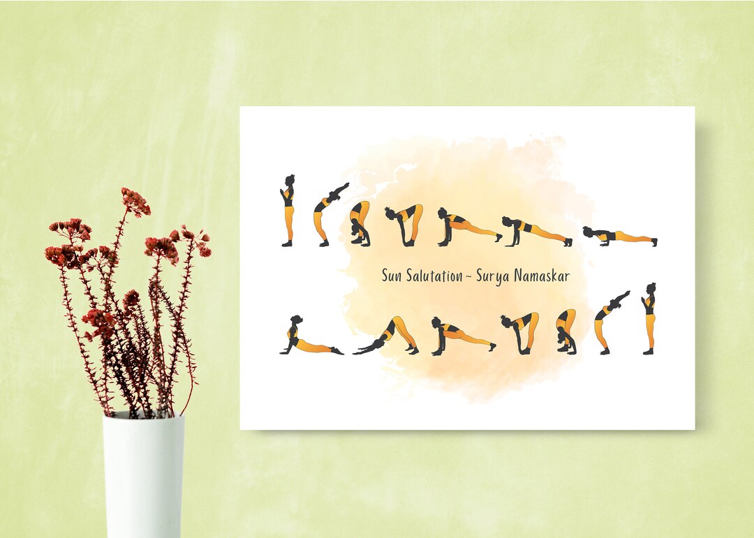 Yoga Poster, Sun Salutation Regular, Surya Namaskar, Yoga Sequence ...
