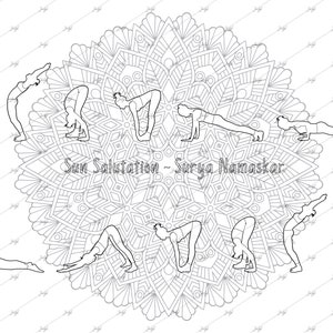 Colour-in Yoga Posters, Coloring, Sun Salutation, Surya Namaskar, Yoga ...