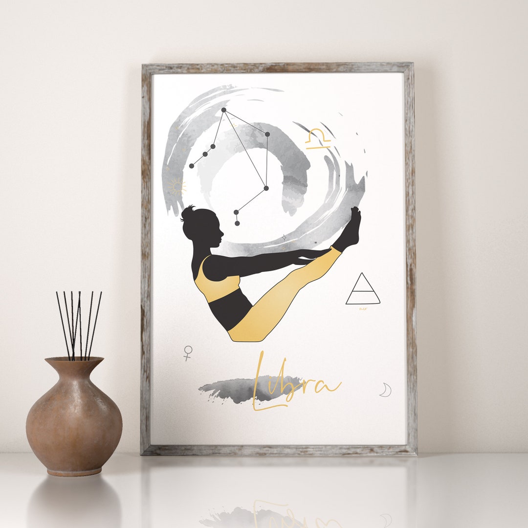 Libra Zodiac, 50% OFF, Libra Print, Zodiac Yoga, Yoga Pose ...