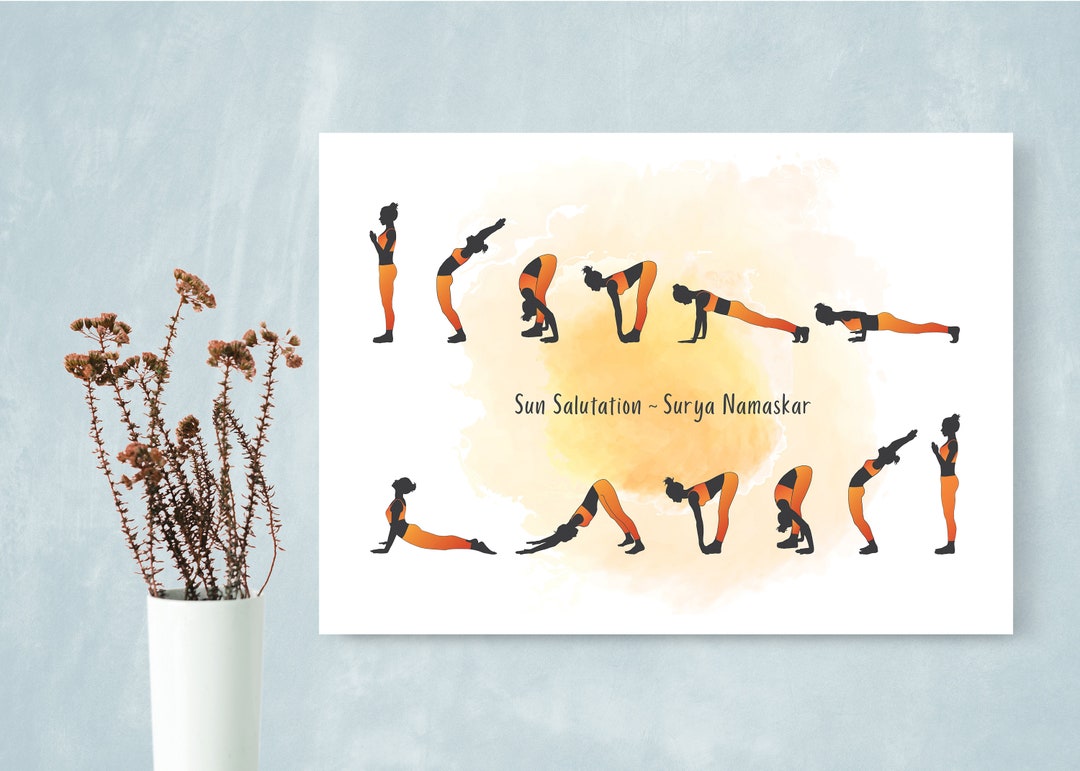 Home Yoga Poster, Sun Salutation Advanced, Surya Namaskar, Yoga ...