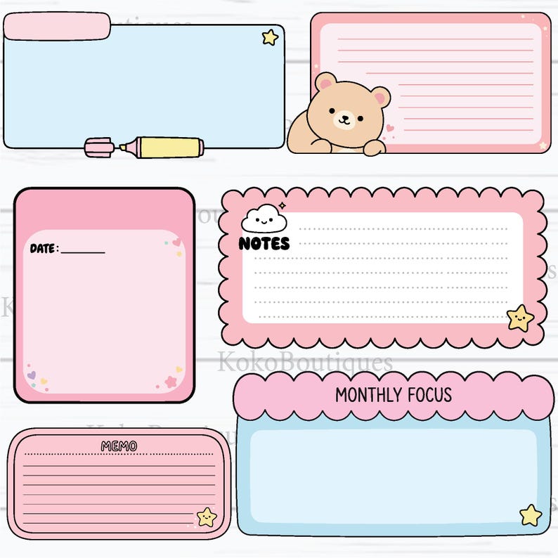 Daily Planner SVG , Cute Planner Stickers Bundle, Kawaii Notes Svg ...
