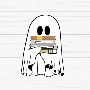 Cute Ghost Book SVG Ghost Reading Books SVG Book Lover SVG Teacher Svg ...