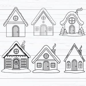 Winter House SVG, Christmas House Svg, Doodle Christmas Svg, Christmas ...