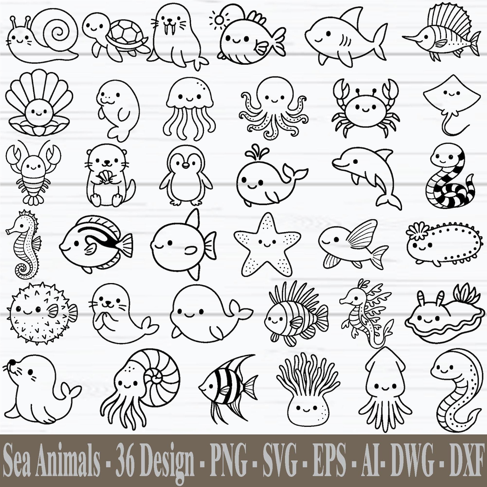 Cute Sea Animals SVG, Sea Life Svg, Ocean Creatures Svg, Dolphin Svg ...
