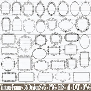 Vintage Frames SVG Bundle, Ornate Antique Frame Svg, Botanical Floral ...