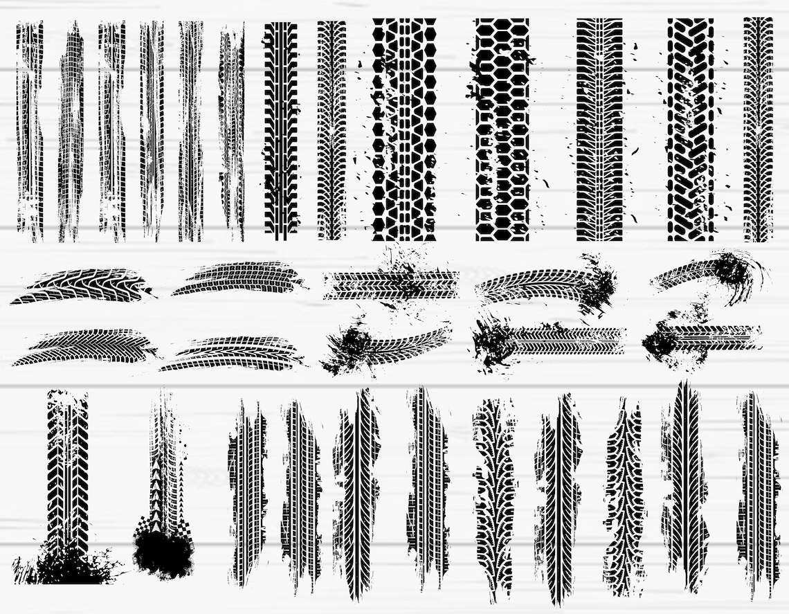 Tire Tracks SVG, Tire Track Patterns, Tire Track Clipart, Tire Marks ...