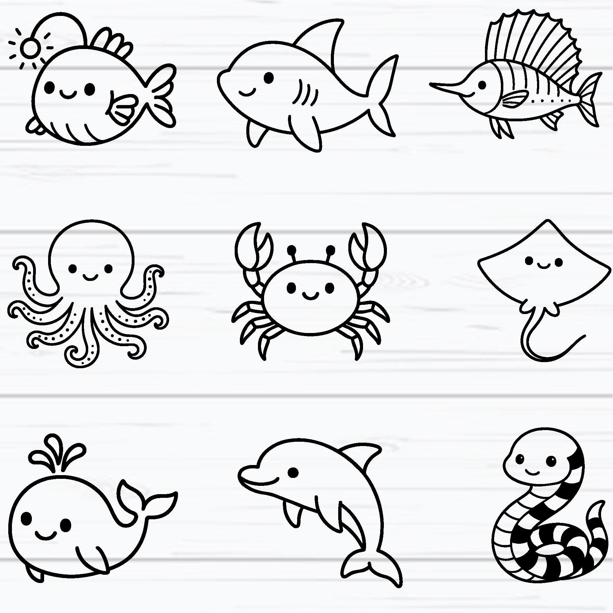 Cute Sea Animals SVG, Sea Life Svg, Ocean Creatures Svg, Dolphin Svg ...