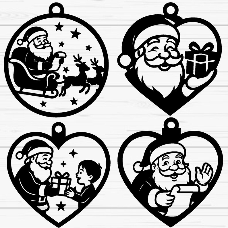 Santa Ornament SVG, Christmas Signs Svg, Round Christmas Sign Svg ...