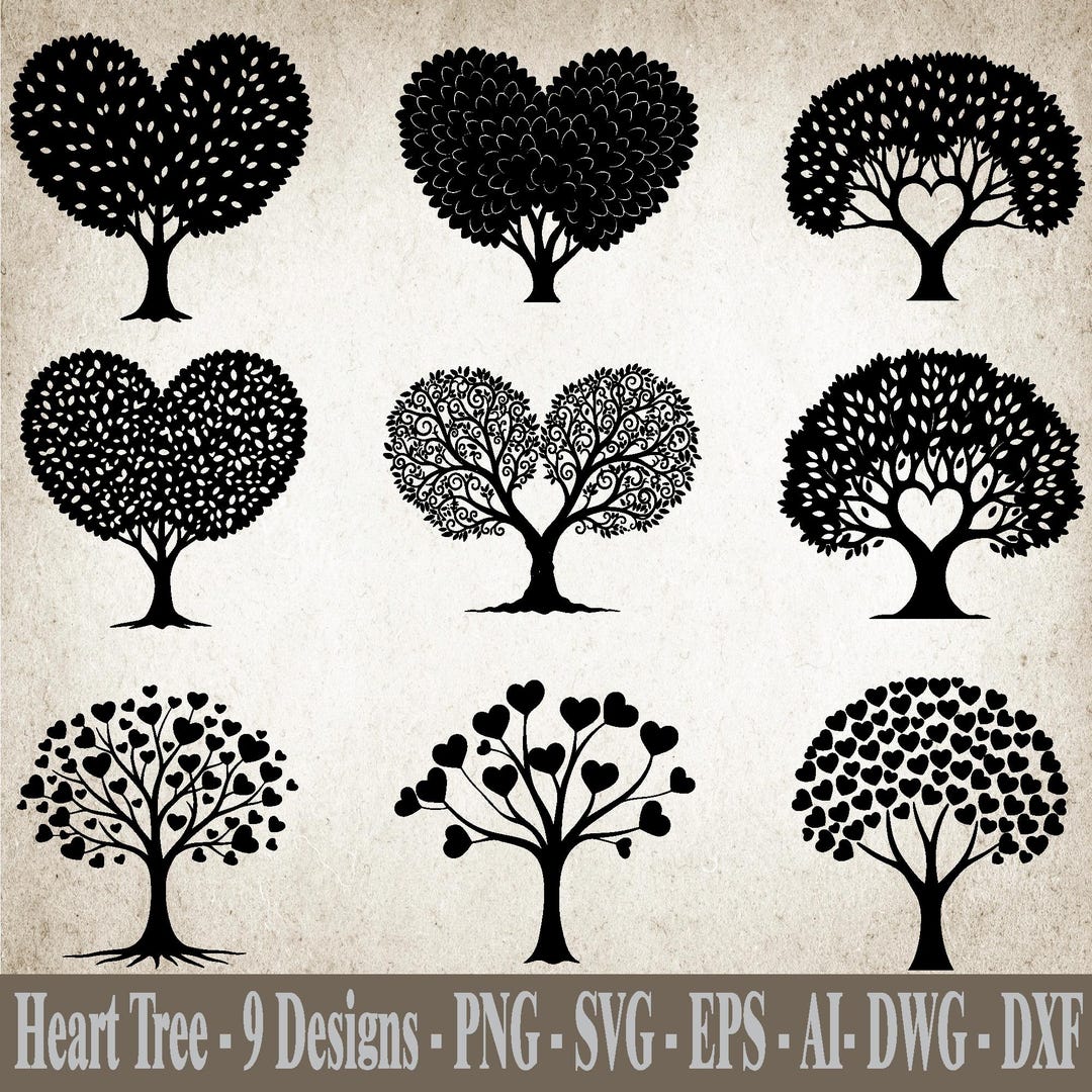 Heart Tree SVG, Heart Shaped Tree SVG, Heart With Tree SVG, Heart Tree ...