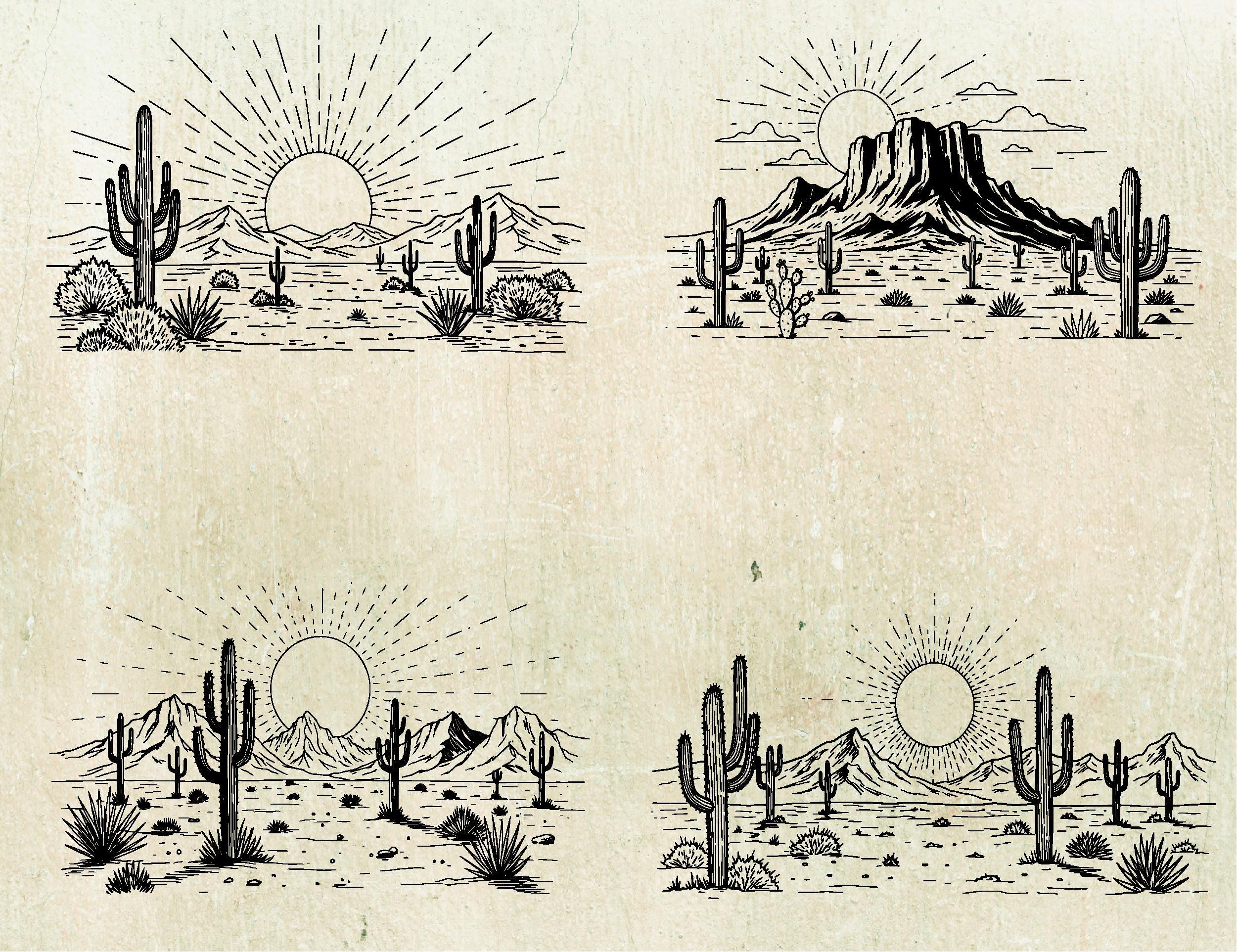 Desert Landscape SVG, Desert Scene SVG, Western Desert SVG, Cactus Svg ...