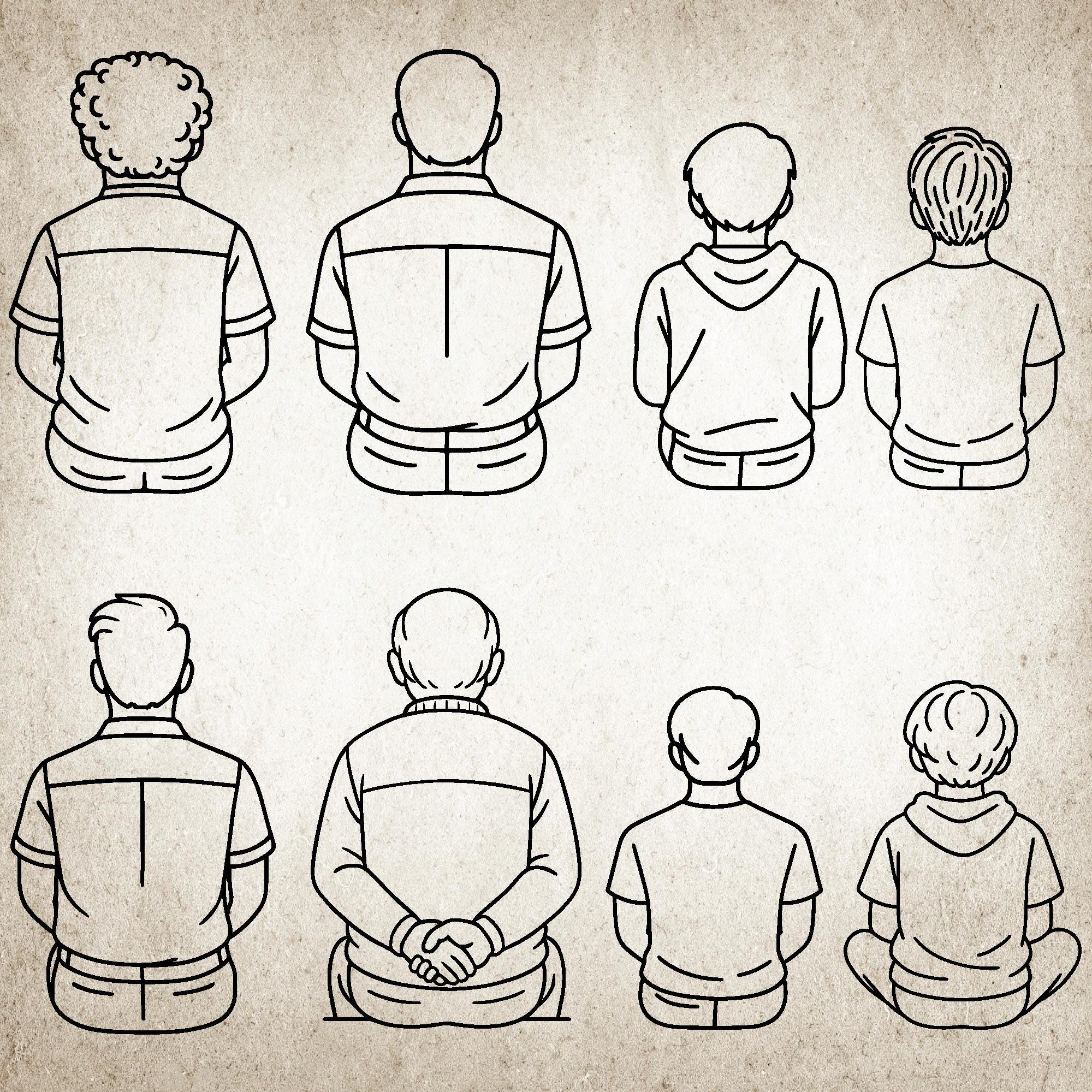 Family Sitting SVG, Big Family SVG, Parents and Kids Outline, Mother's ...