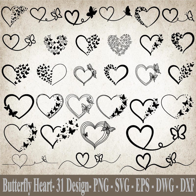 Butterfly Hearts Flying - Etsy
