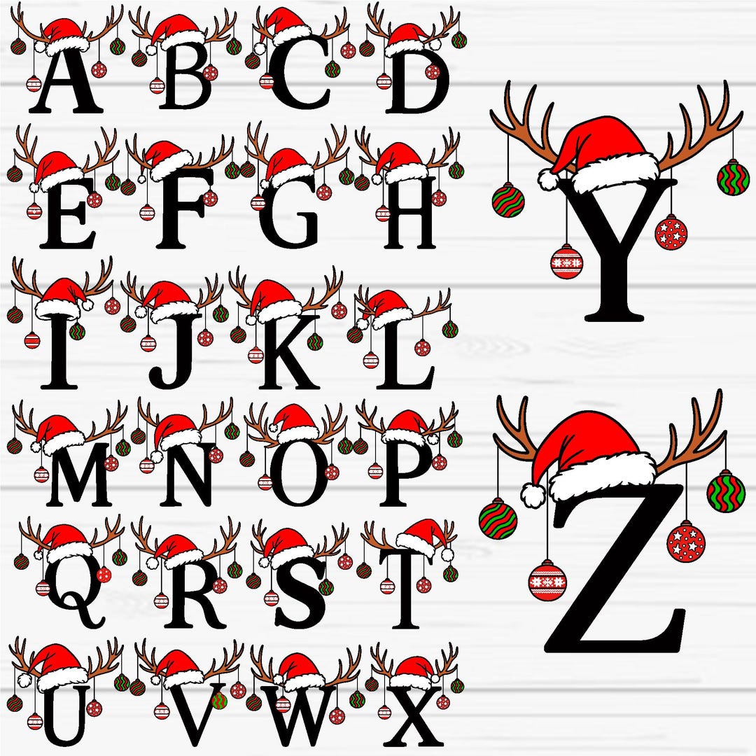 Christmas Alphabet SVG, Christmas Font SVG, A-Z Christmas Letters SVG ...
