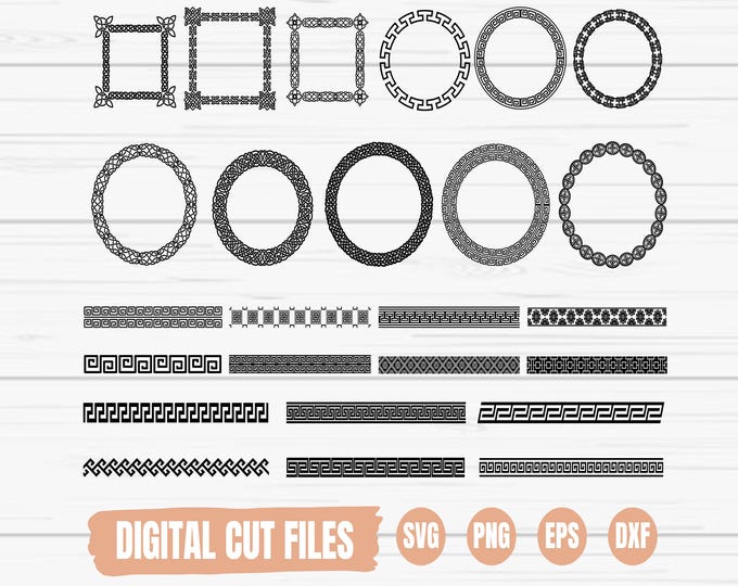 Square Greek Key Frame Svg, Greek Wave Monogram Svg, Seamless Greek ...