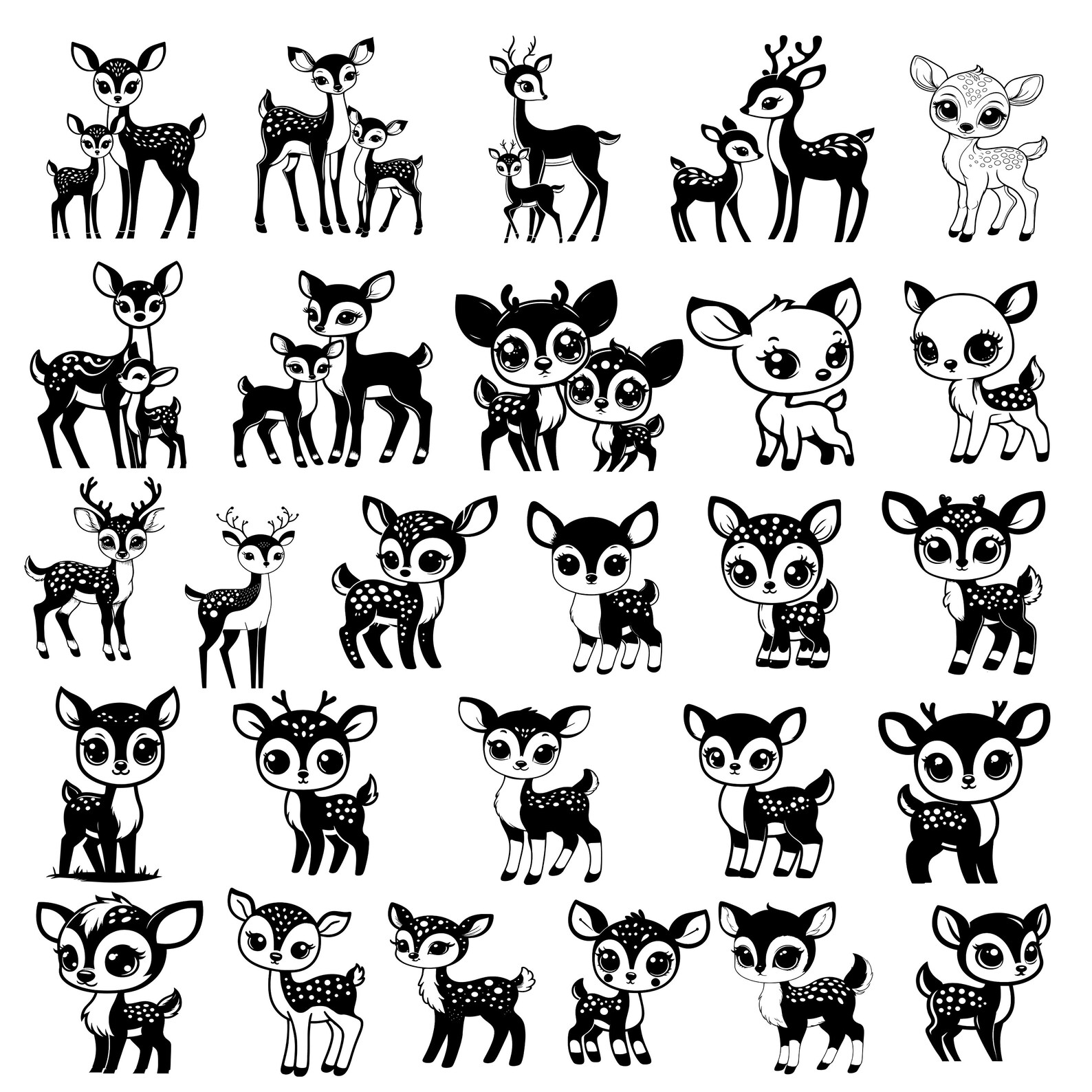 Cute Deer Bundle SVG, Baby Deer SVG, Mama Deer SVG, Deer Svg, Cute Baby ...