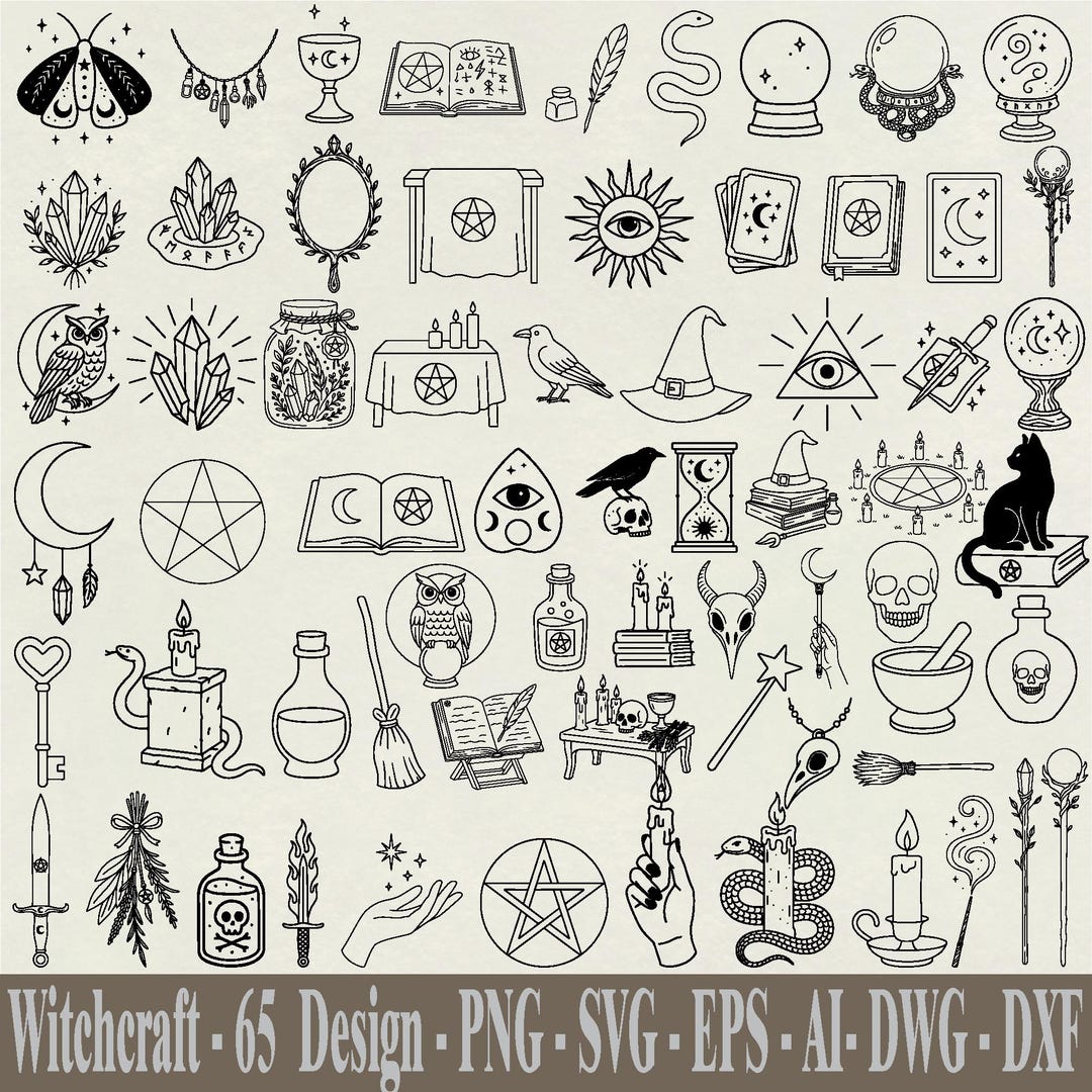 Witchcraft Bundle, Occult Symbols SVG, Mystical, Sigils, Celestial ...