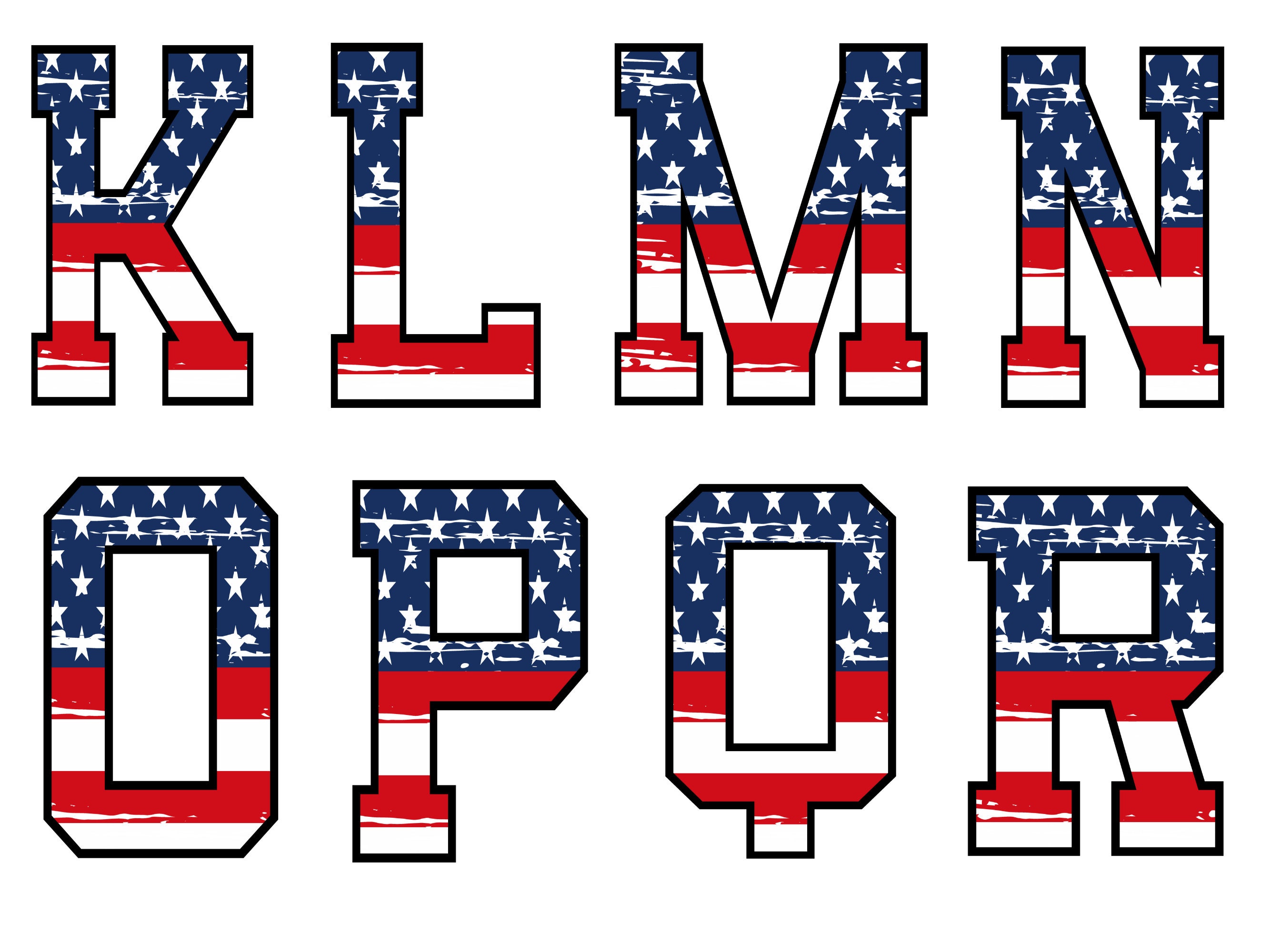 Patriotic Alphabet PNG Sublimation, Bundle Alpha PNG Letters, Retro ...