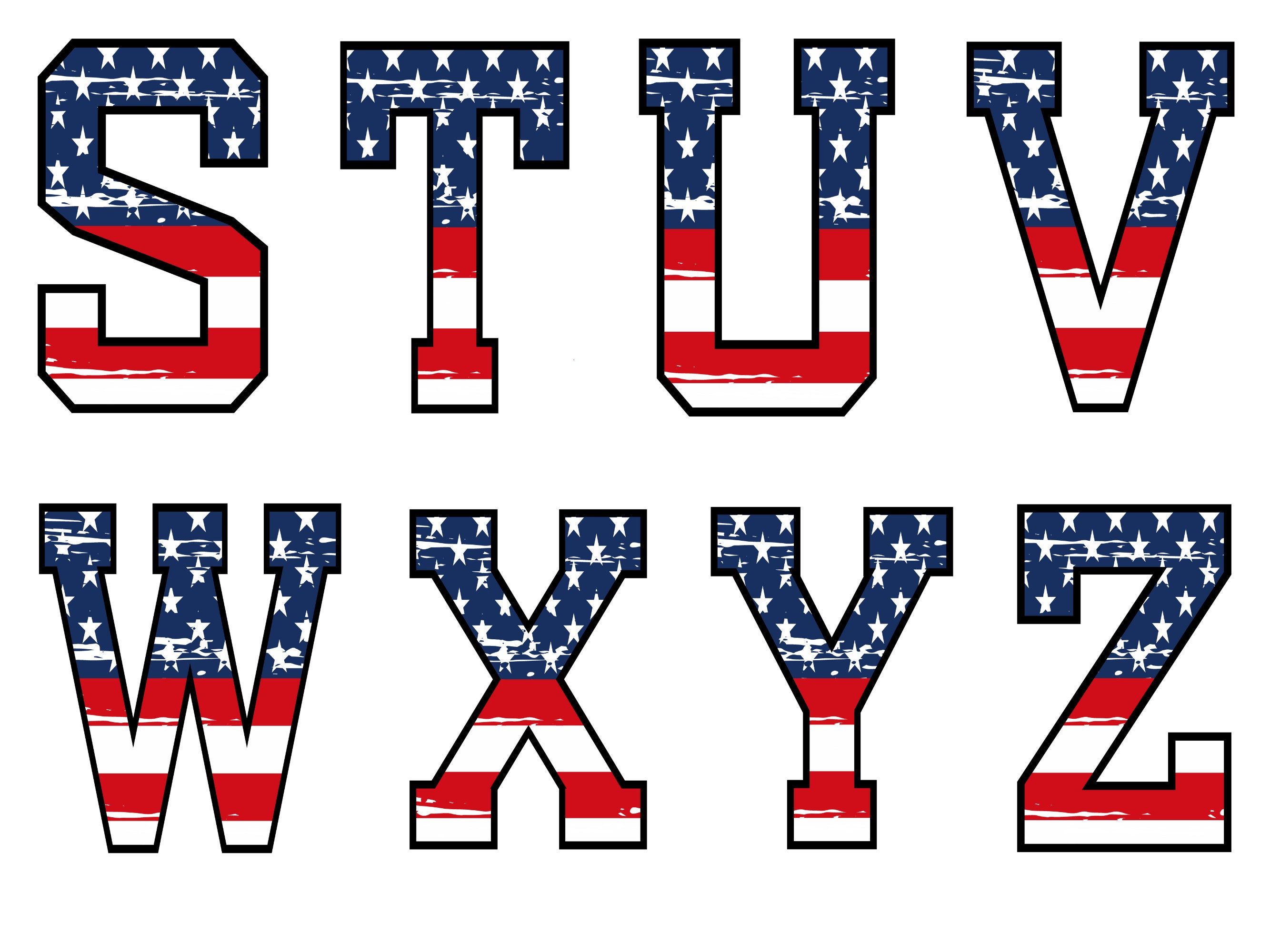 Patriotic Alphabet PNG Sublimation, Bundle Alpha PNG Letters, Retro ...