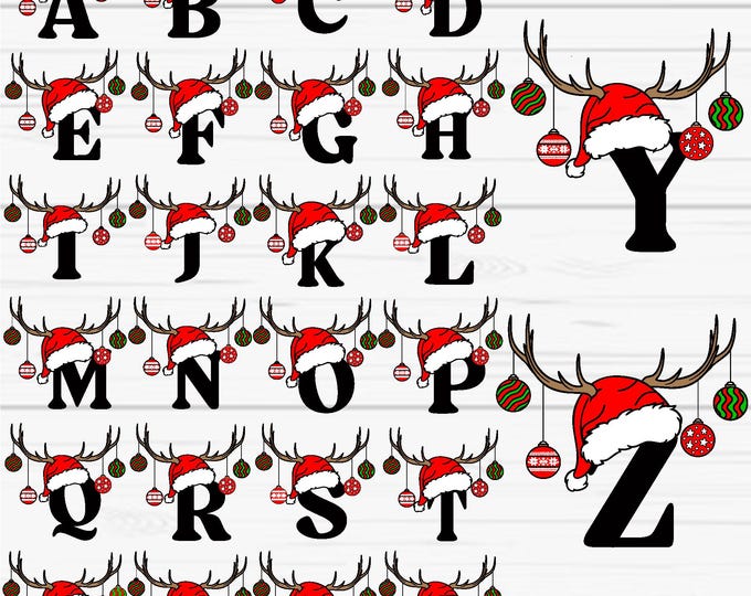 Christmas Alphabet SVG Monogram SVG PNG A-Z Letters Alphabet Cricut ...