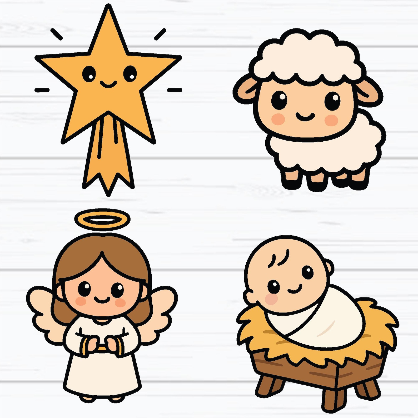 Cute Nativity SVG, Kids Christmas Svg, Christmas Nativity Svg, Nativity Scene Svg, Baby Jesus ...