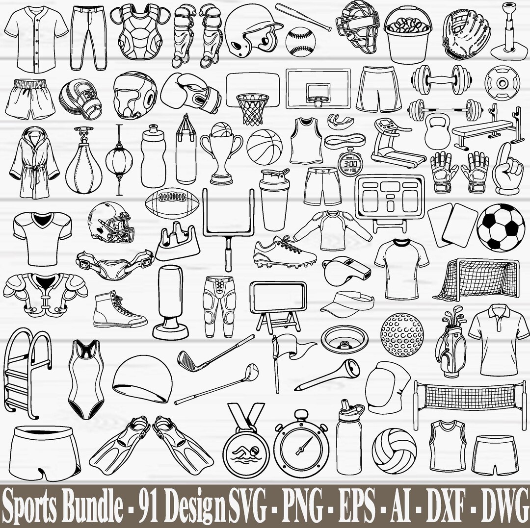 Sports Icons SVG, Athletic Equipment Svg, Fitness & Gym Icons, Baseball ...