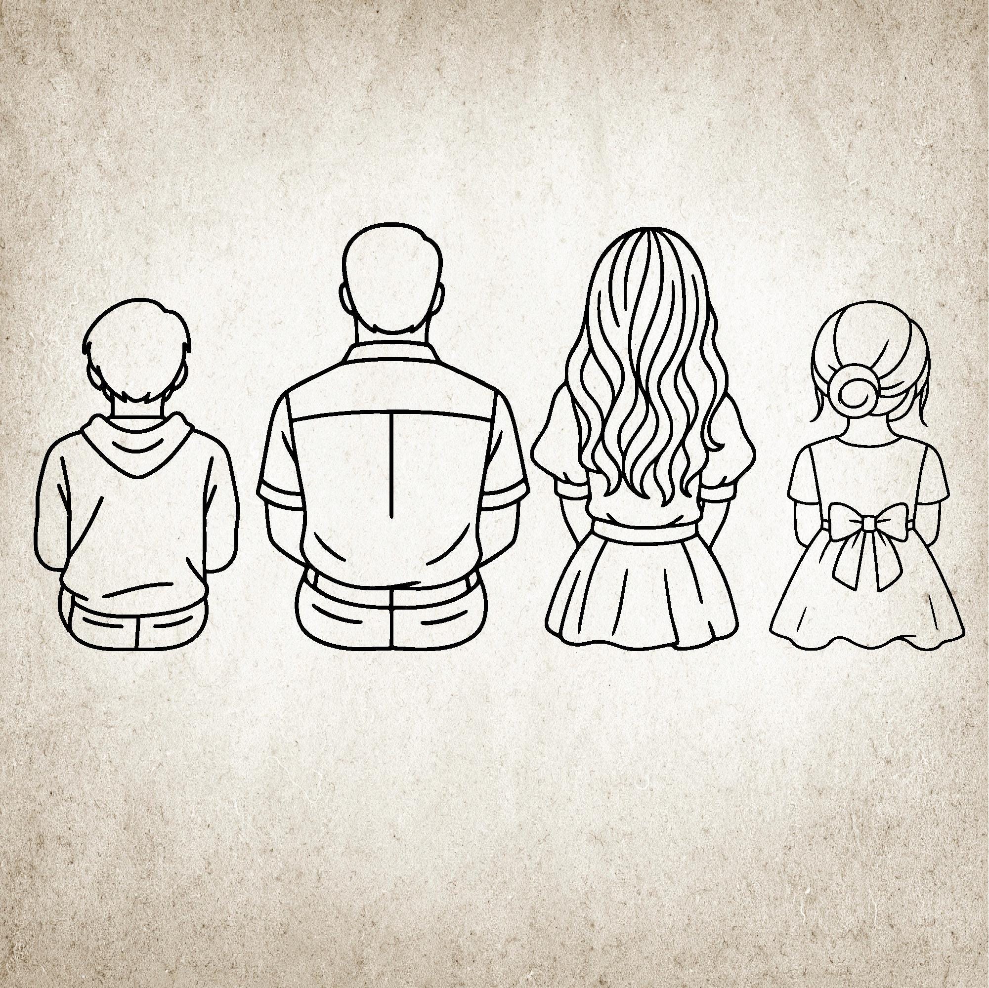 Family Sitting SVG, Big Family SVG, Parents and Kids Outline, Mother's ...