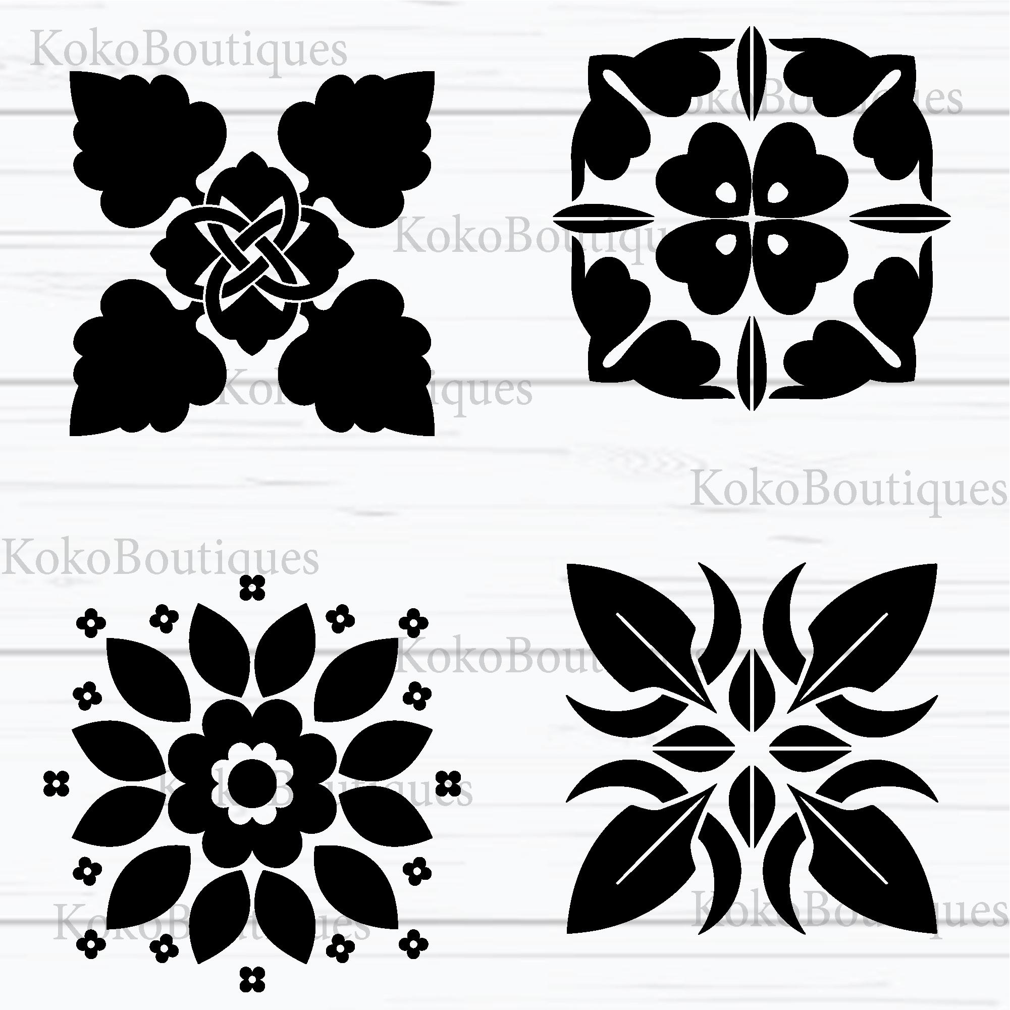 Traditional Hawaiian SVG Bundle, Hawaiian Quilt Pattern Svg, Tropical ...