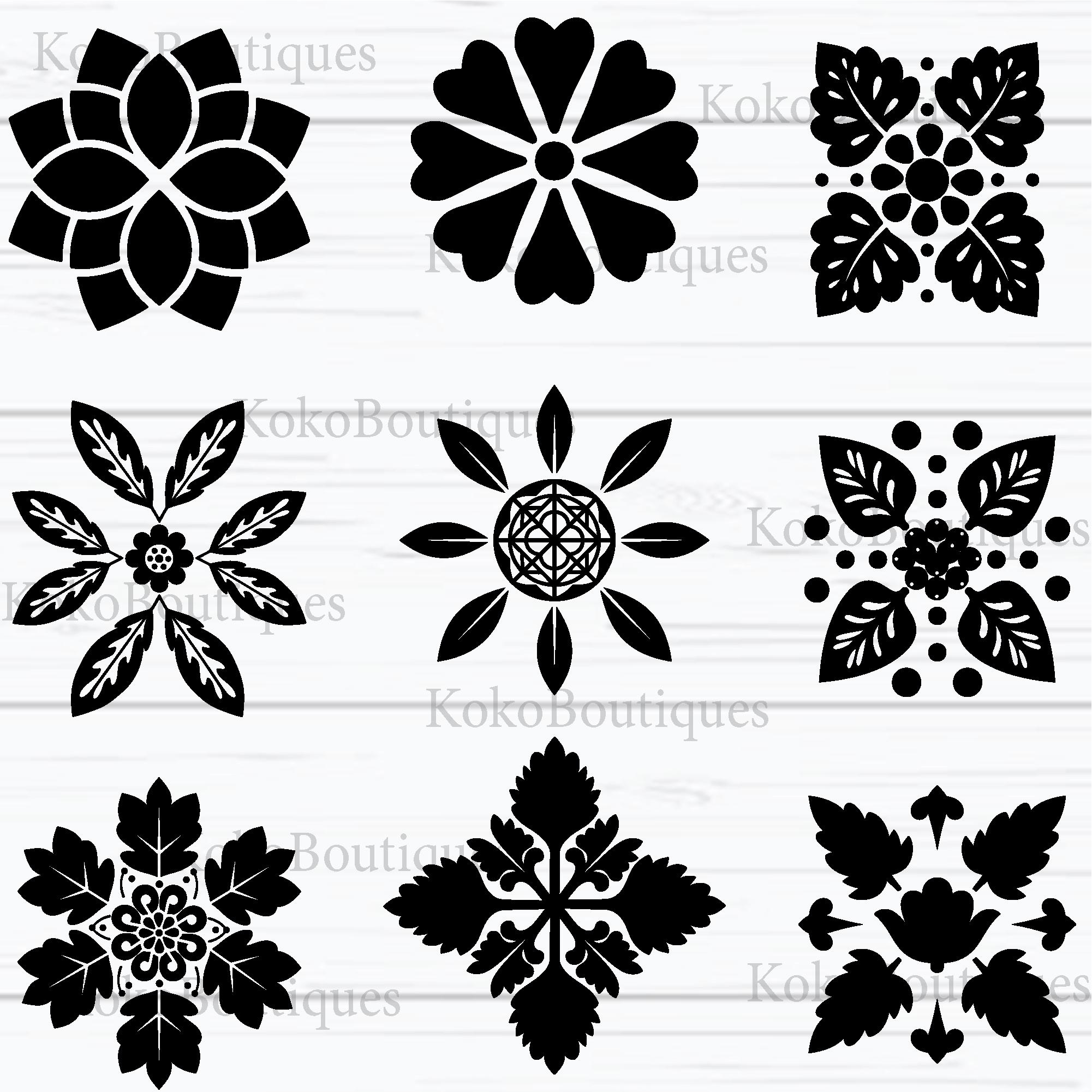 Traditional Hawaiian SVG Bundle, Hawaiian Quilt Pattern Svg, Tropical ...