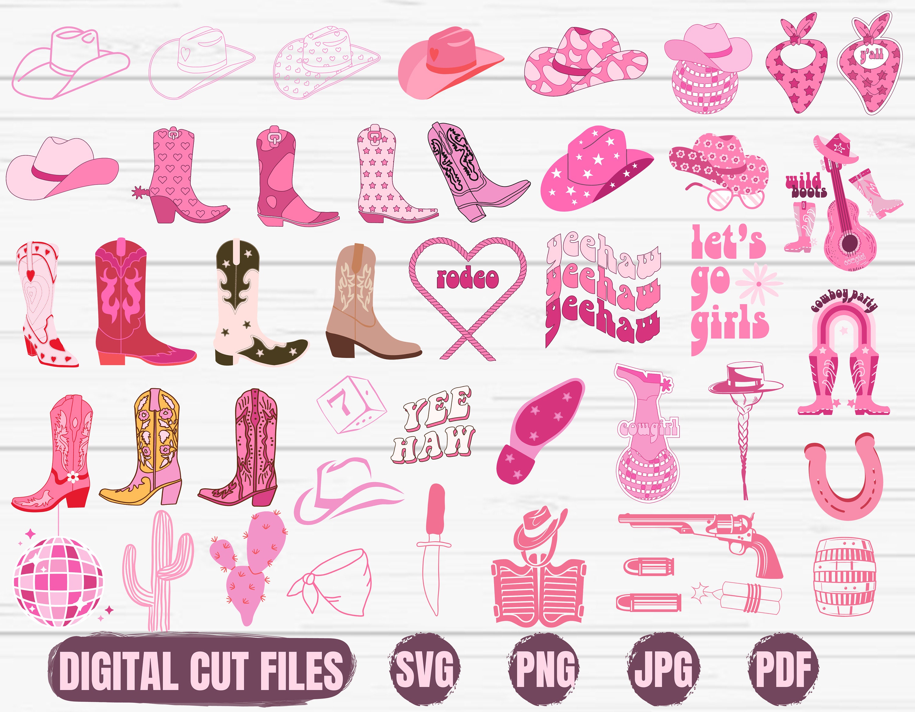 44 Cowgirl SVG Bundle, Cowgirl Hat SVG, Cowgirl Boots Svg, Horseshoe ...