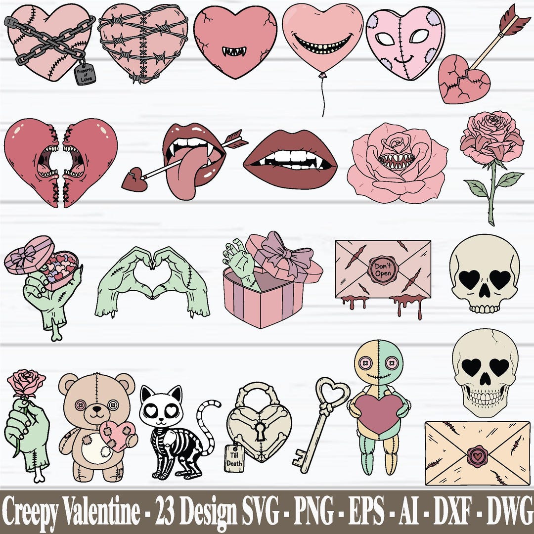 Spooky Valentine SVG Bundle, Goth Valentine Svg, Anti Valentine's Day ...