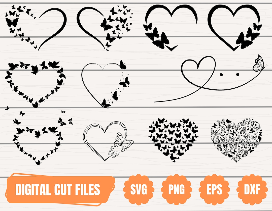 Butterflies SVG | Butterfly Heart SVG | Flying Butterflies SVG | Open ...