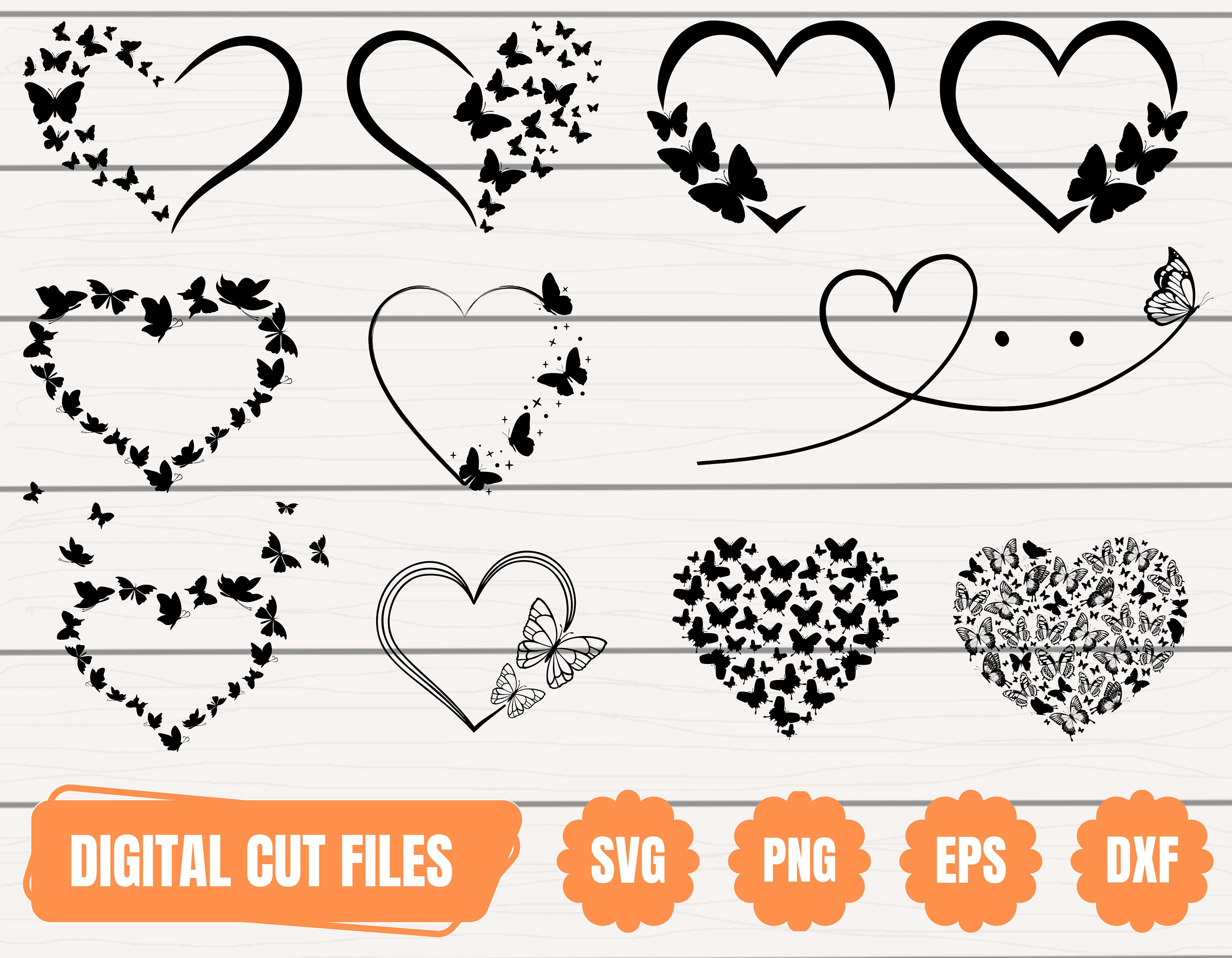 Butterflies SVG Butterfly Heart SVG Flying Butterflies SVG Open Heart ...