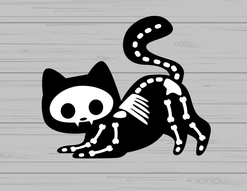 Black Cat Svg, Skeleton Cat Svg, Funny Halloween Cat Svg, Kitten Svg ...