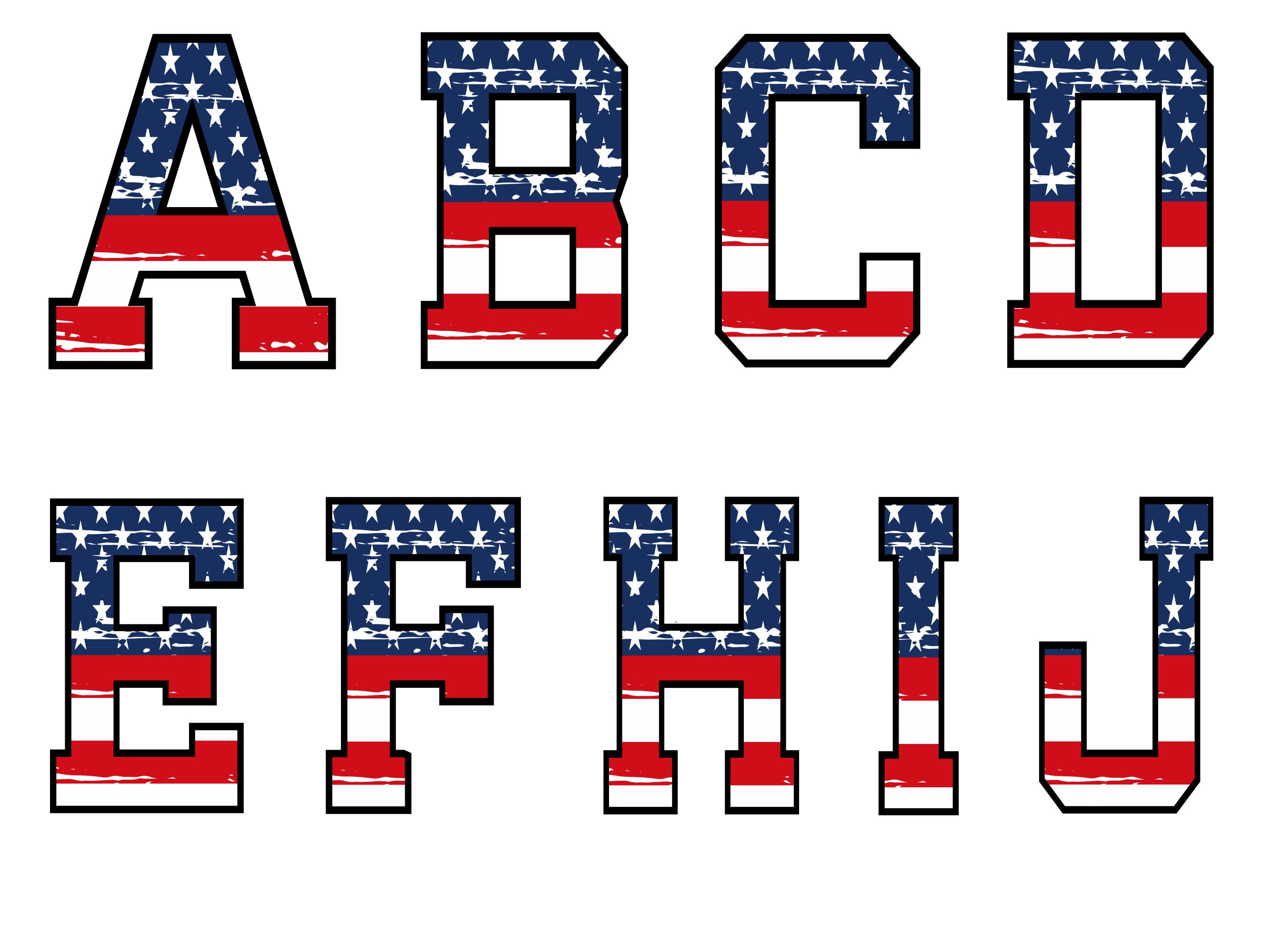 Patriotic Alphabet PNG Sublimation, Bundle Alpha PNG Letters, Retro ...
