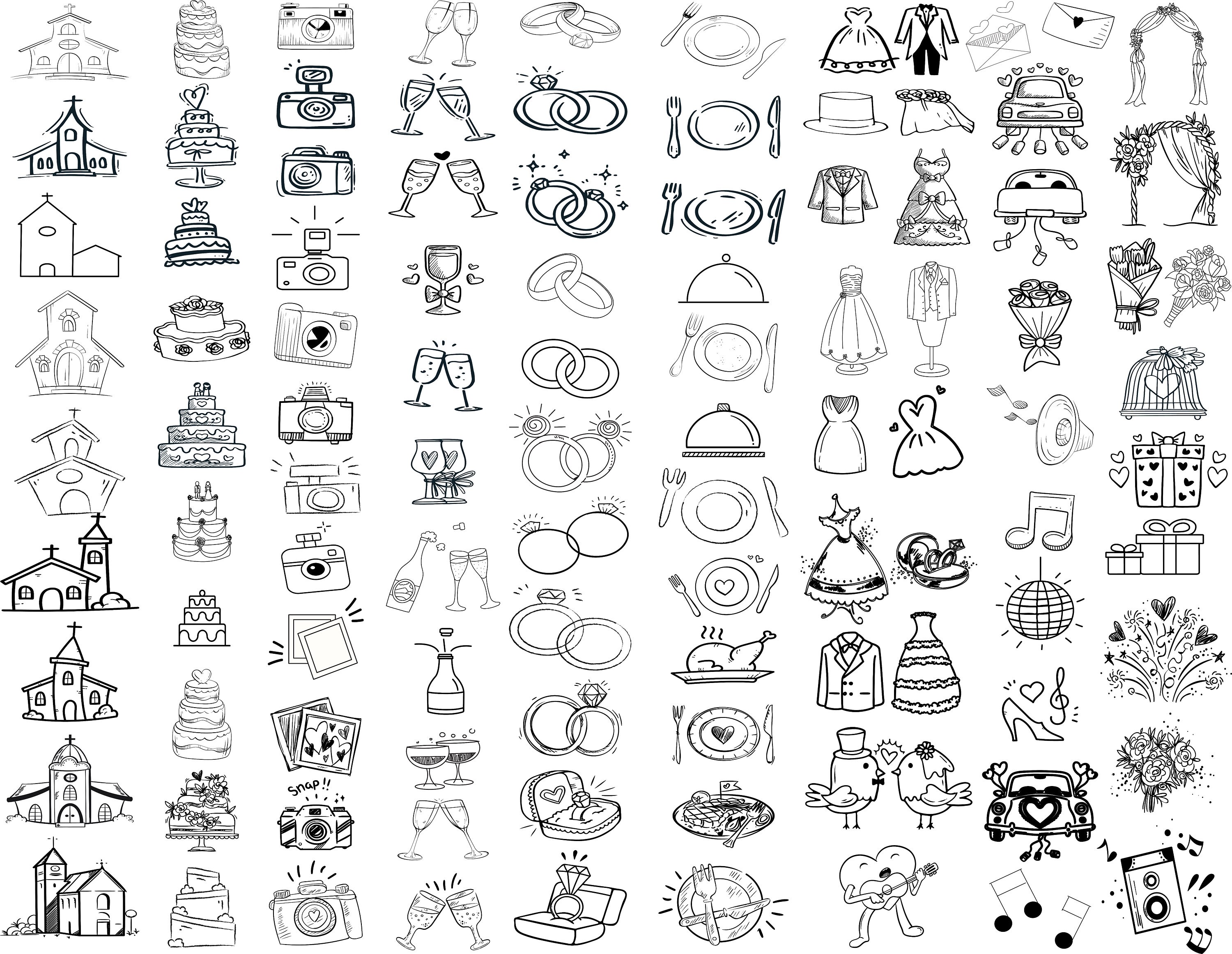 Wedding Icons SVG, Wedding Timeline SVG, Wedding Planner Elements SVG ...