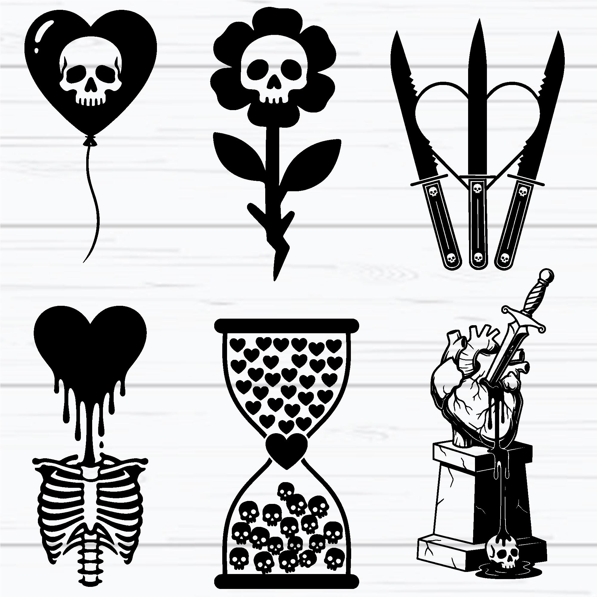 Anti Valentine SVG Bundle, Valentine's Day SVG, Gothic Skull Heart SVG ...
