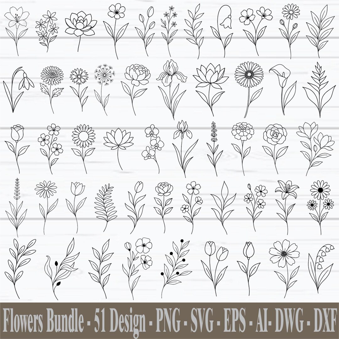 Wildflower SVG Bundle, Flower Svg, Floral Svg, Flower Bouquet Svg ...