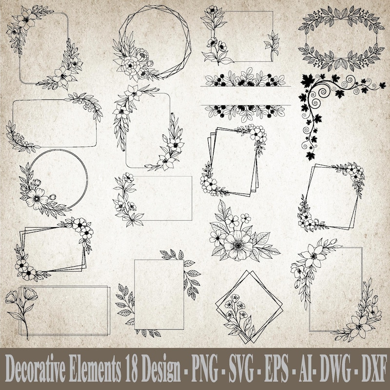 Floral Border Oval Svg - Etsy