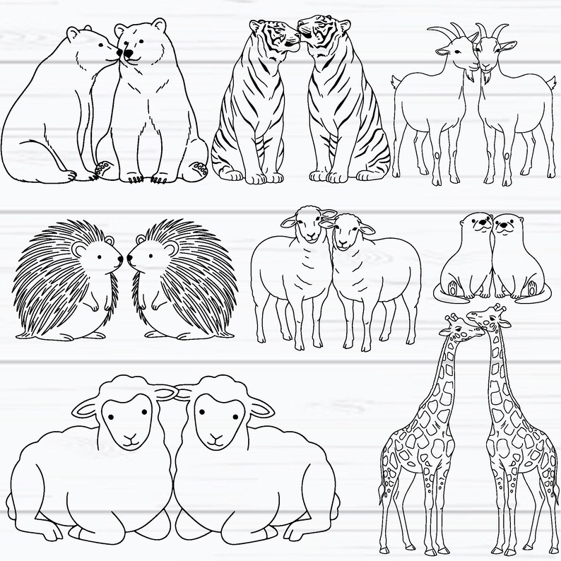 Animals SVG Bundle, Cute Animal Couples Svg, Valentine Animal Svg, Farm ...