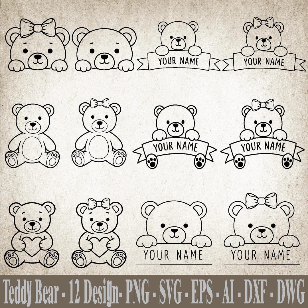 Teddy Bear SVG, Stuffed Bear SVG, Teddy Bear Split Monogram SVG, Teddy ...