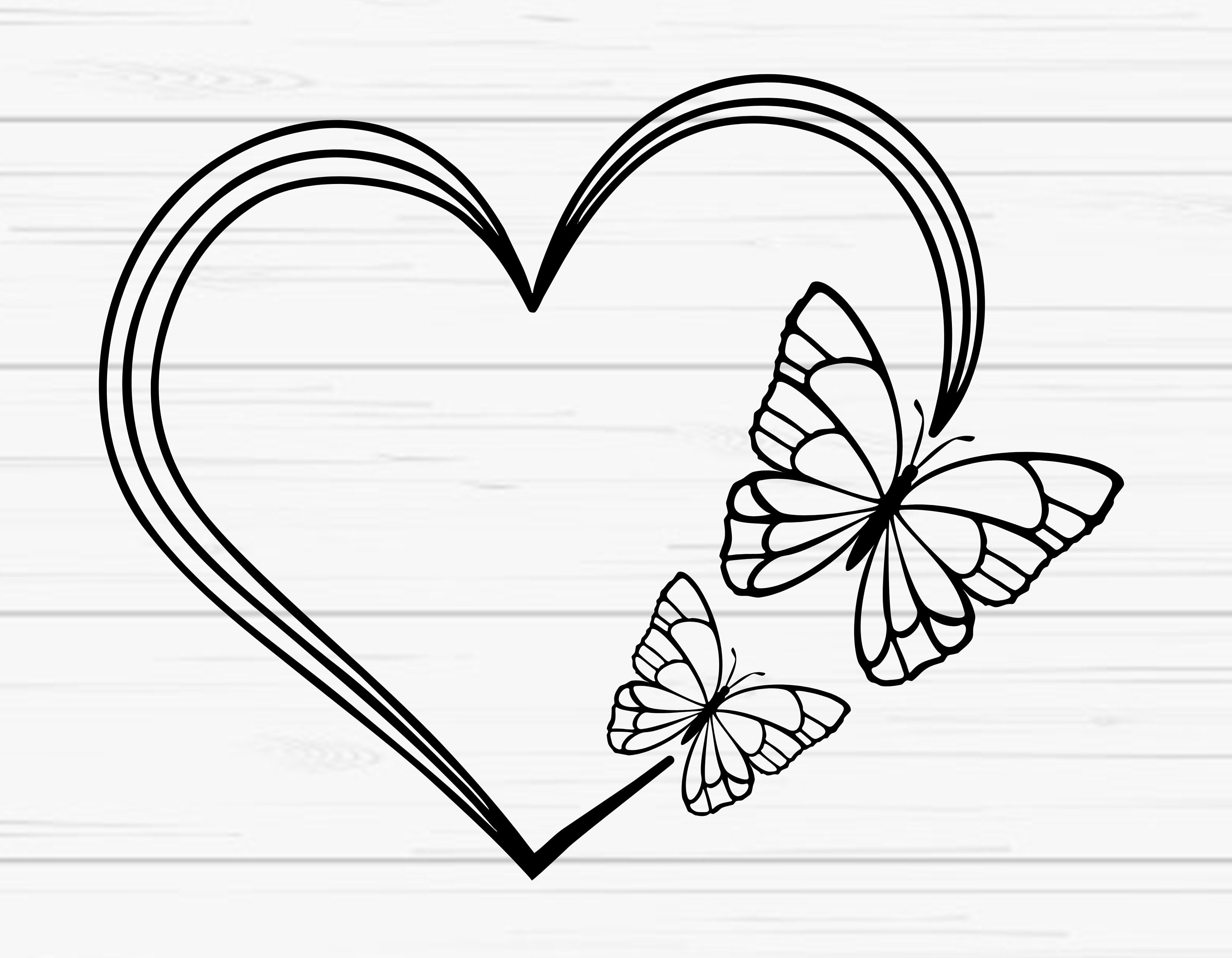 Butterflies SVG Butterfly Heart SVG Flying Butterflies SVG Open Heart ...