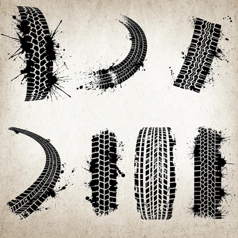 Tire Tracks SVG, Tire Track Patterns, Tire Track Clipart, Tire Marks ...