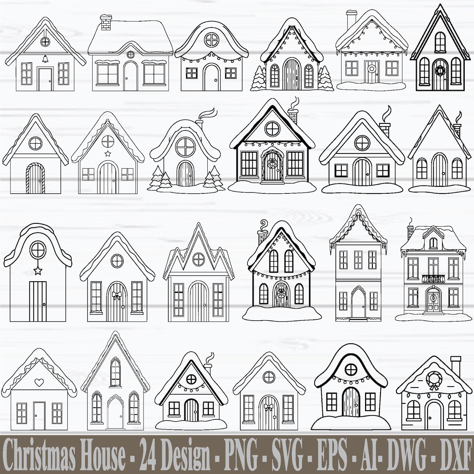 Winter House SVG, Christmas House Svg, Doodle Christmas Svg, Christmas ...