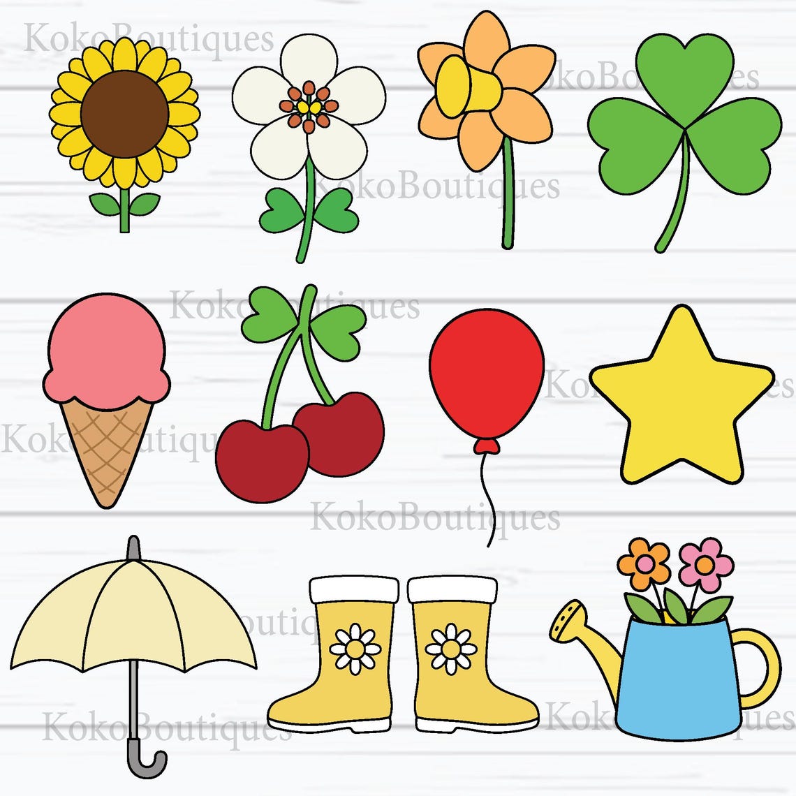 Cute Spring SVG Bundle, Cute Spring Clipart, Kawaii Spring Png, Nursery ...