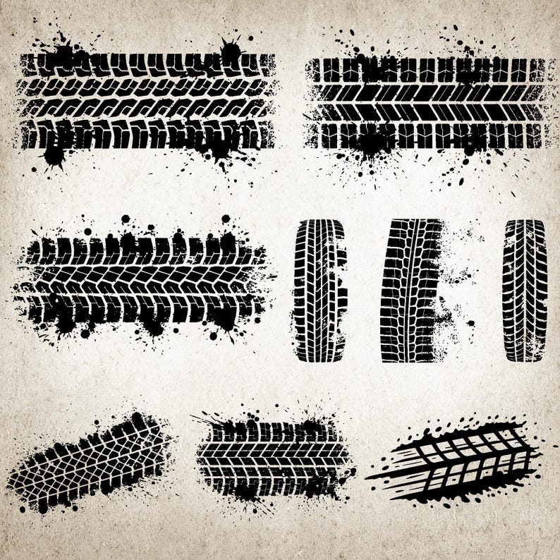 Tire Tracks SVG, Tire Track Patterns, Tire Track Clipart, Tire Marks ...