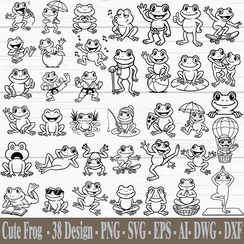 Frog Line Drawing - Etsy