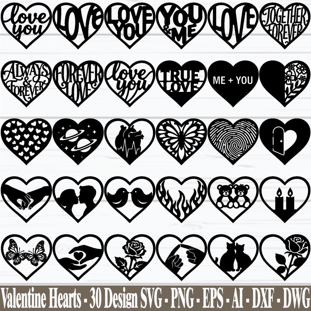 Hearts SVG Bundle, Valentine's Day Svg, Valentine Laser Svg, Valentine ...