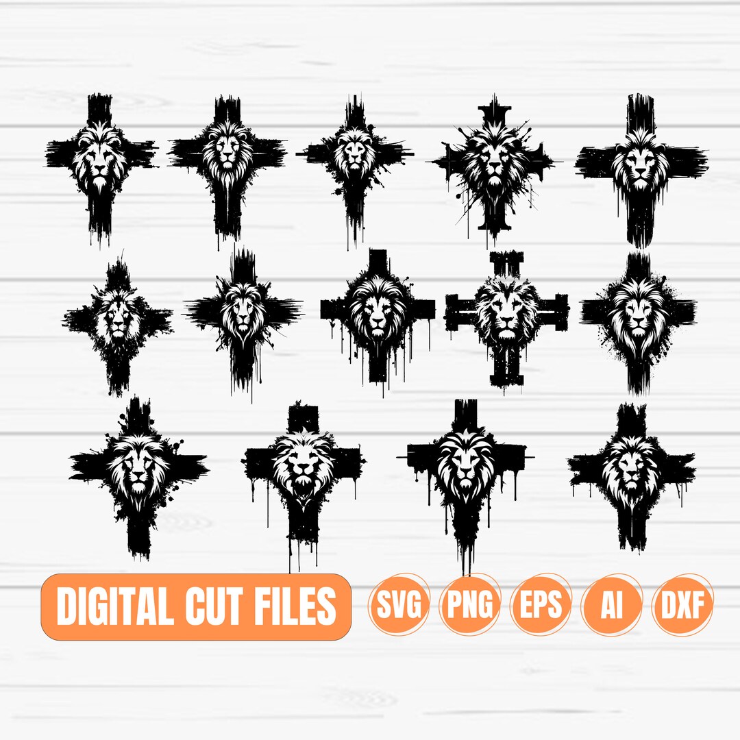 Leão de Judá SVG PNG, Cruz de Leão SVG, Leão svg, Judá clipart, Rei ...